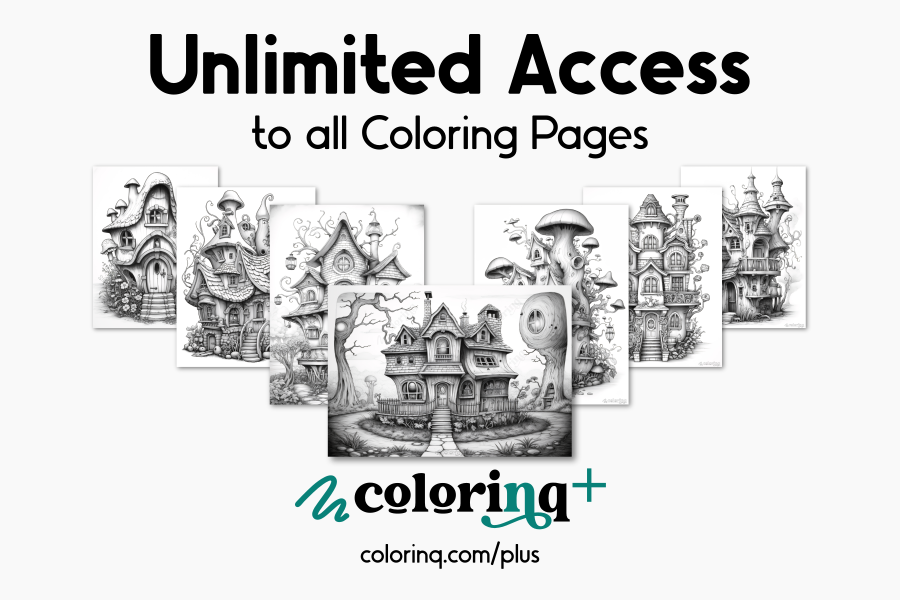 👻 Scary Whimsical House Grayscale Coloring Page