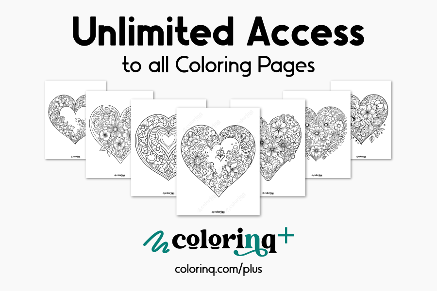 Heart with Text Love Premium Coloring Page