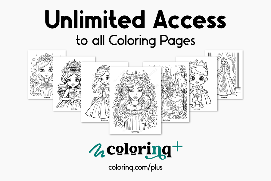 👸 Princess with Sparkling Eyes Premium Coloring Page