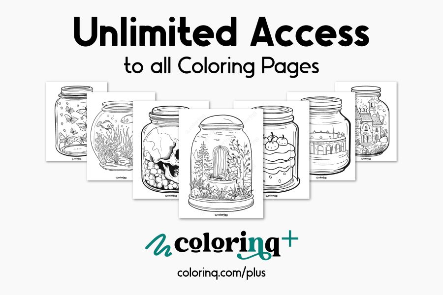 🌿 Terrarium Scene Coloring Page: Lush Greenery | Premium Quality